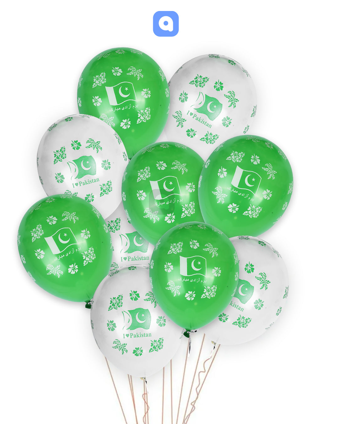 Pack of 100 - 14th August Balloons - Green & White Balloons - Ardor – ardor